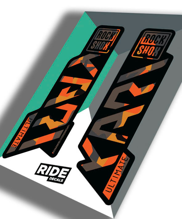 RockShox Yari Ultimate Decal Kit Fire Camo 2021 Made in the UK Ride Decals