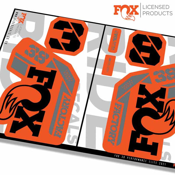 Fox 38 Factory Fork Decals Orange - Ride Decals /Licensed by Fox