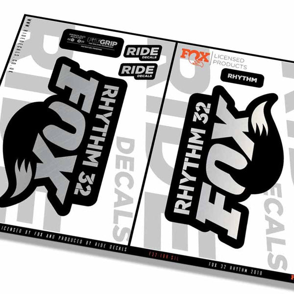 Fox 32 Rhythm Fork Decals Silver - Ride Decals /Licensed by Fox