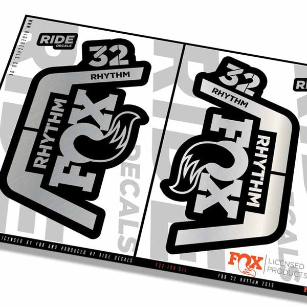 Fox 32 Rhythm Fork Decals Silver - Ride Decals /Licensed by Fox