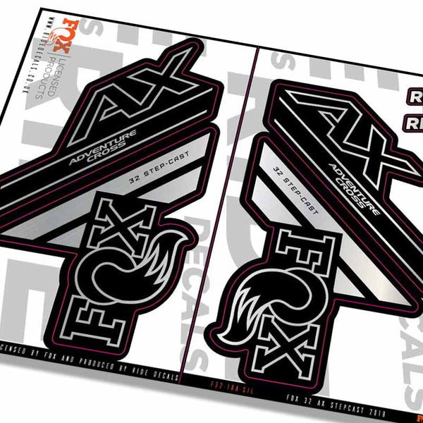 Fox 32 Stepcast AX Fork Decals Silver - Ride Decals /Licensed by Fox