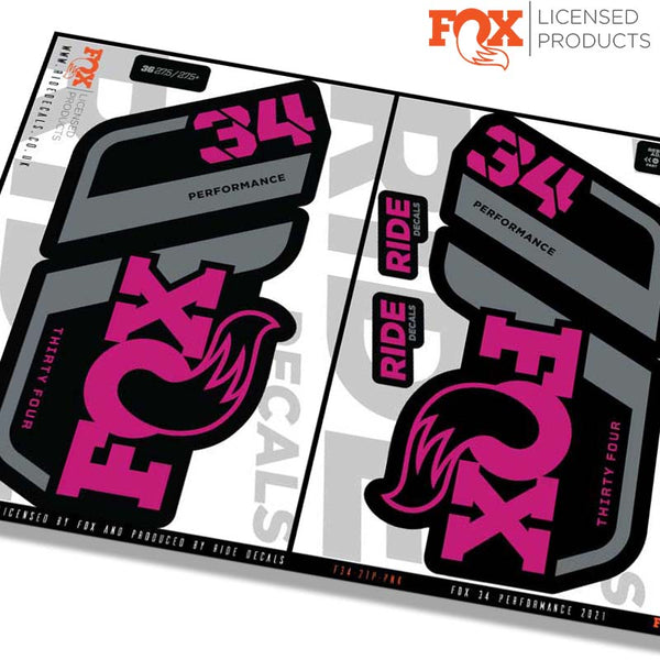 Fox 34 Performance Fork Decals Pink - Ride Decals /Licensed by Fox