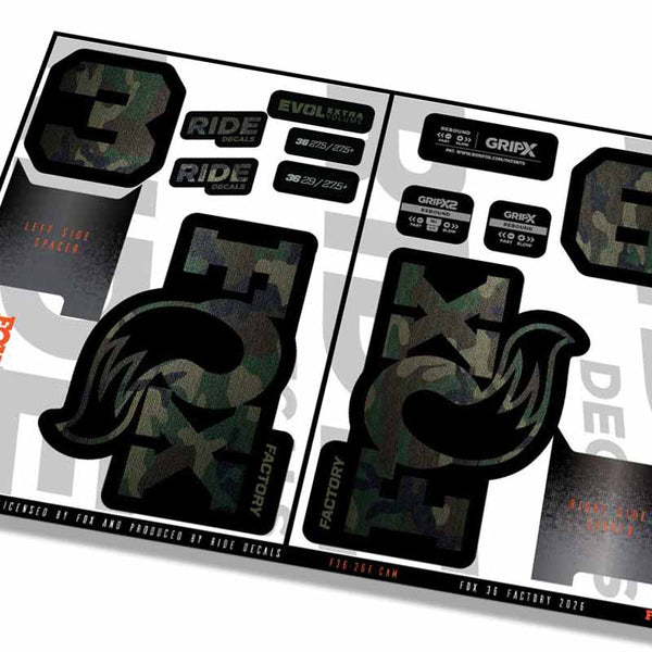 Fox 36 Factory Fork Decals Camo - Ride Decals /Licensed by Fox
