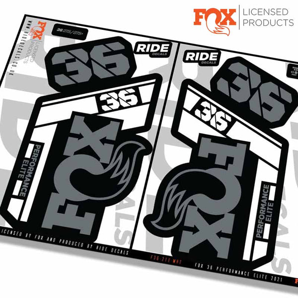 Fox 36 Performance Elite Fork Decals White - Ride Decals /Licensed by Fox