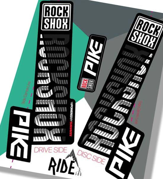 RockShox Pike Stickers/Decals, 2018, Black/White - Ride Decals