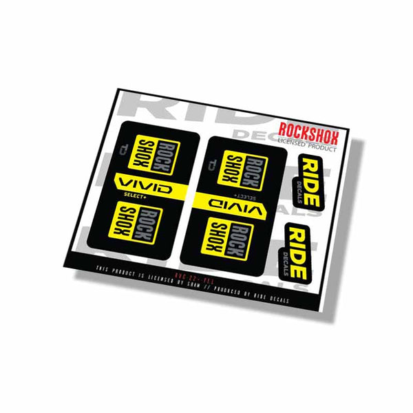 Rockshox Vivid Coil Select+ Shock Decals Yellow - Ride Decals /Licensed ...