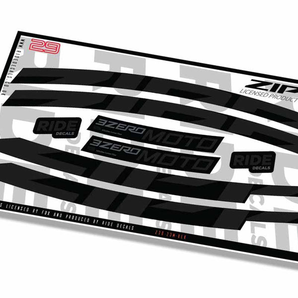 Zipp 3Zero Moto 29 Rim Decals Black - Ride Decals /Licensed by Zipp