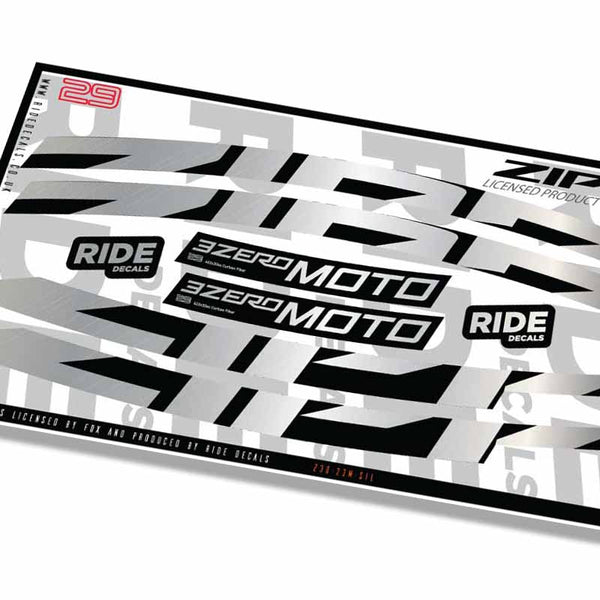 Zipp 3Zero Moto 29 Rim Decals Silver - Ride Decals /Licensed by Zipp