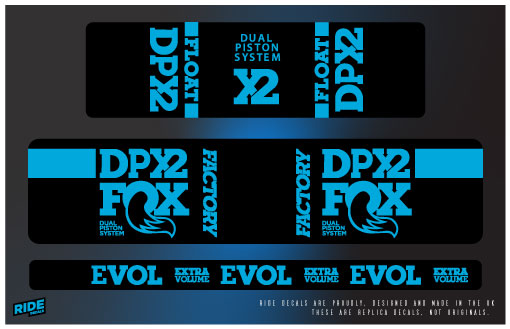 Fox DPX2 Stickers/Decals Blue, Made in the UK - Ride Decals