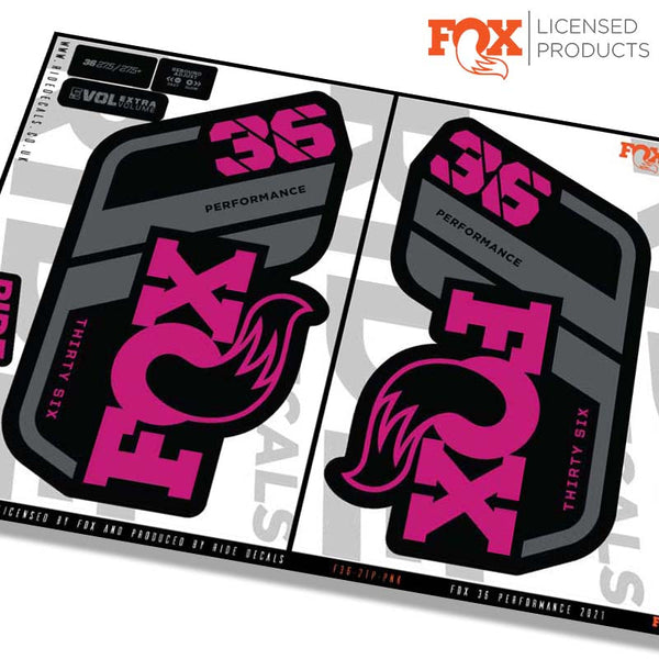 Fox 36 Performance Fork Decals Pink - Ride Decals /Licensed by Fox