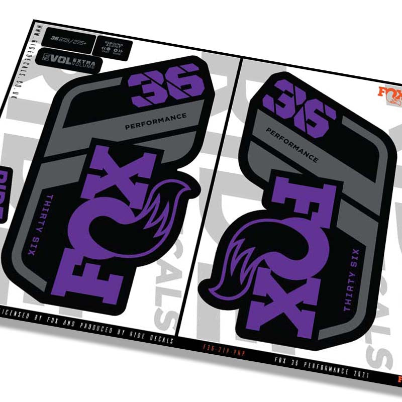 Fox 36 Performance Fork Decals Purple - Ride Decals /Licensed by Fox