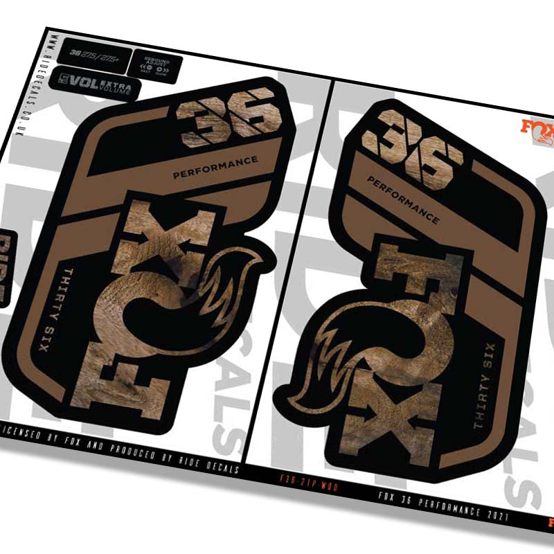 Fox 36 Performance Fork Decals Woodgrain - Ride Decals /Licensed by Fox