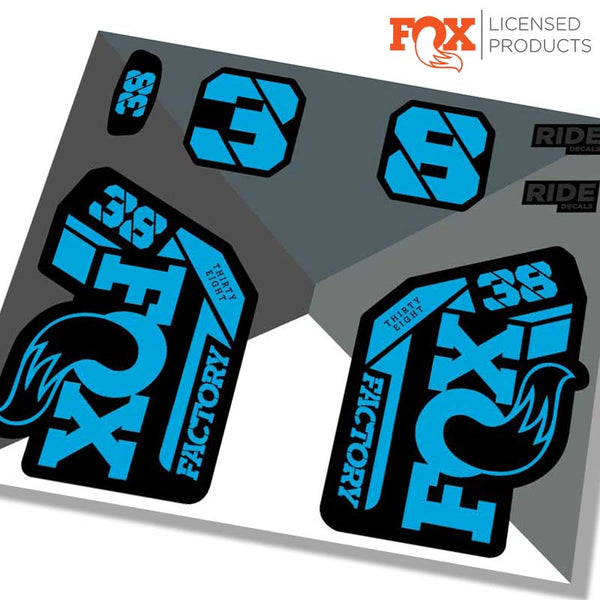 Fox 38 Factory Fork Decals Blue- Ride Decals /Licensed by Fox