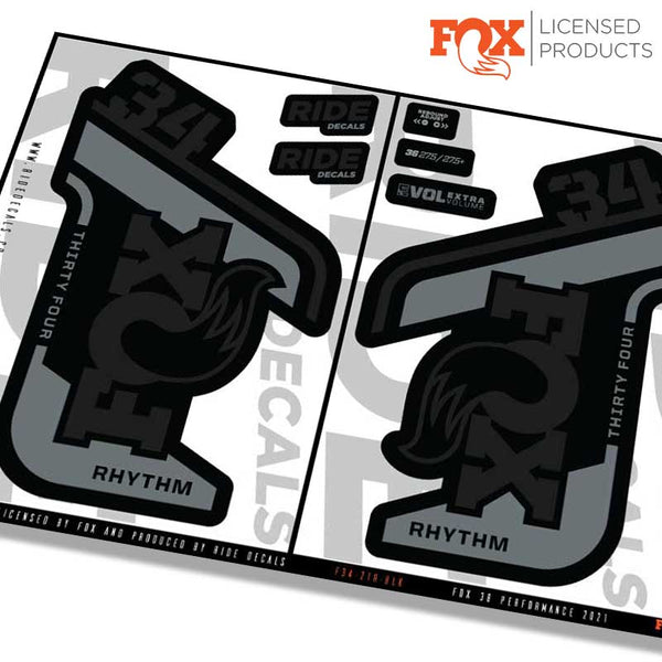 Fox 34 Rhythm Fork Decals Black - Ride Decals /Licensed by Fox