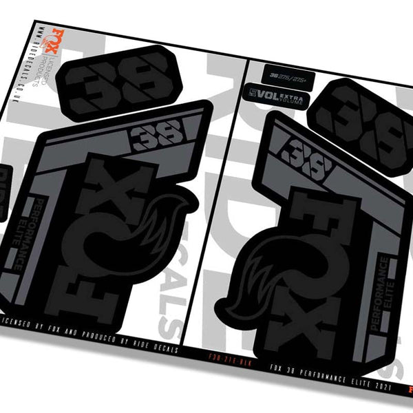 Fox 38 Performance Elite Fork Decals Black - Ride Decals /Licensed by Fox