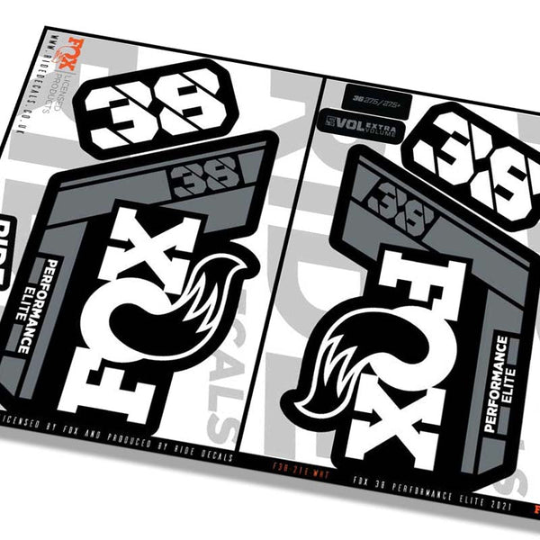 Fox 38 Performance Elite Fork Decals White - Ride Decals /Licensed by Fox