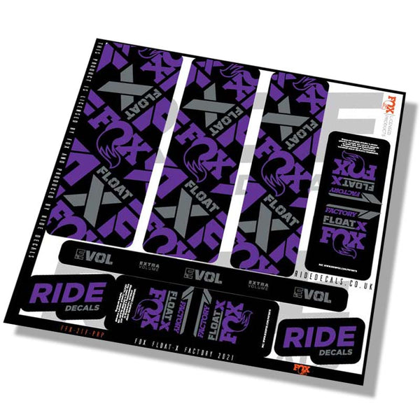 Fox Float-X Factory shock Decals Purple - Ride Decals /Licensed by Fox
