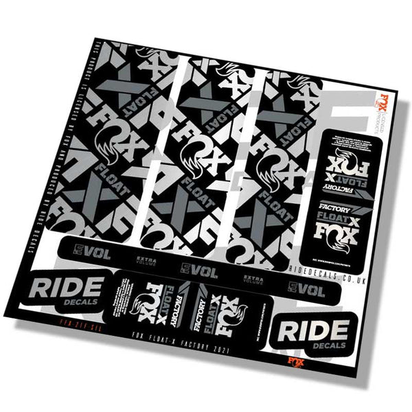 Fox Float-X Factory shock Decals Metallic Silver - Ride Decals ...