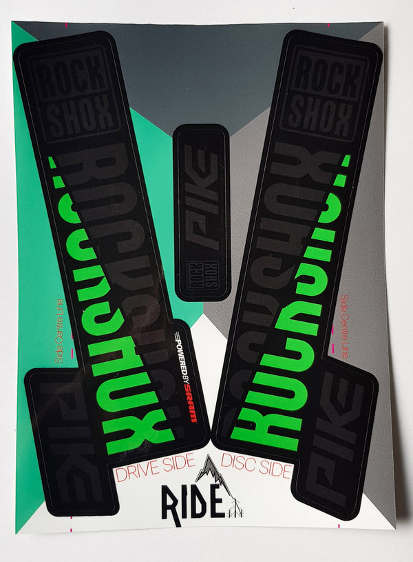 RockShox Pike Fork Stickers/Decals | Green/Black | - Ride Decals